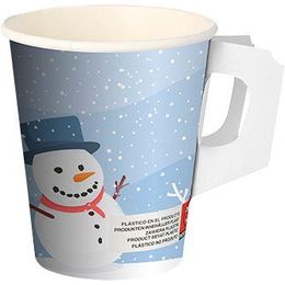 Papstar Trinkbecher "Snowman", mit Griff, 200 ml, doppelwandig, Pappe, &Oslash; 8 x H 9,3 cm, 50 St&uuml;ck