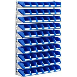 Sch&auml;fer Shop Wandregal 10VK Sch&auml;fer Shop Select, 10 B&ouml;den, L 1000 x B 640 x T 155 mm, mit 60 Sichtlagerk&auml;sten SSI Sch&auml;fer Serie PROFI LF 211, blau