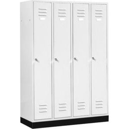 Sch&auml;fer Shop Kleiderspind, 4 Abteile, Sockel, Zylinderschloss, 84 kg, lichtgrau