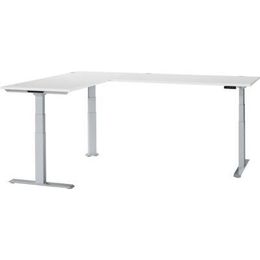 Sch&auml;fer Shop Sch&auml;fer Shop Genius Winkelschreibtisch Modena Flex, elektrisch h&ouml;henverstellbar, 90&deg; Winkel beidseitig, B 2000 x T 2400 mm, wei&szlig;/wei&szlig;aluminium