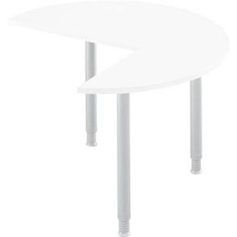 Sch&auml;fer Shop Ansatztisch, 3/4 Kreis, &Oslash; 1200 mm, Ansatz rechts/links, wei&szlig;/wei&szlig;alu