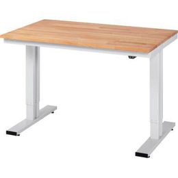 Rau Werktisch Serie adlatus 300, Buche-Massiv-Platte, B 1250 x T 800 x H 720 - 1120 mm