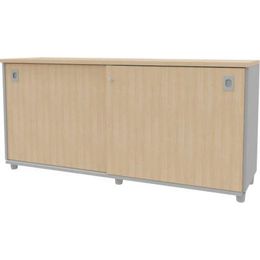 Schiebet&uuml;renschrank ARLON OFFICE, 2 F&auml;cher, abschlie&szlig;bar, Muschelgriffe, B 1600 x T 450 x H 730 mm, Eiche-Dekor