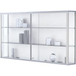Wandvitrine, einh&auml;ngend, 2 verstellbare Glasb&ouml;den, abschlie&szlig;bare Schiebet&uuml;ren, ESG-Sicherheitsglas, B 1500 x T 200 x H 800 mm