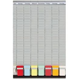 Franken T-Kartentafel 7-Tage Wochenplaner, 47,4 x 78 cm, 7 Tr&auml;ger + 1 Index, 35 Schlitze, PV-SET3