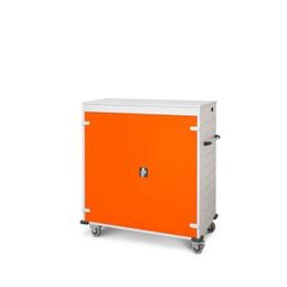 Laptopwagen mit Ladefunktion, 2-Punkt-Verriegelung, Feststellbremse, 30 F&auml;cher, B 1310 x T 500 x H 1250, orange