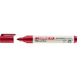 Edding 21 EcoLine Permanentmarker, nachf&uuml;llbar, Rundspitze, rot,10 Stk.