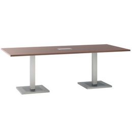 Konferenztisch, mit Tischanschlussfeld, bis 8 Personen, Rechteck, Standfu&szlig;, B 2200 x T 1000 x H 720-820 mm, Ahornbrazil/silber