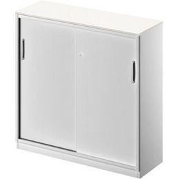 Sch&auml;fer Shop Sch&auml;fer Shop Genius Schiebet&uuml;renschrank TETRIS SOLID, 3 OH, B 1200 x H 1170 mm, Mitteltrennwand, 19 mm Abdeckplatte, wei&szlig;/wei&szlig;alu