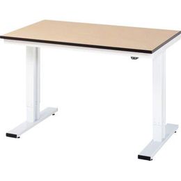Rau Werktisch Adlatus, elektrisch h&ouml;henverstellbar, 22 mm MDF-Platte, bis 300 kg, B 1250 x T 800 x H 720-1120 mm, bRaun/lichtgRau