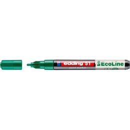 Lackmarker Edding 51 EcoLine, Schreibfarbe Gr&uuml;n, Rundspitze, Strichst&auml;rke 1-2 mm, mit Kappe, wasserbasiert, nachf&uuml;llbar, 10 St&uuml;ck