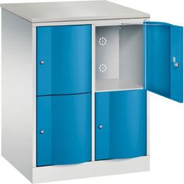 C+P Schlie&szlig;fachschrank Resisto, 2 Abteile, 4 F&auml;cher, B 772 x T 640 x H 1077 mm, Lichtgrau/Lichtblau