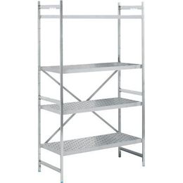 Regalsystem, Grundregal, Edelstahl, gelochter Boden, H 2000 x B 1200 x T 600 mm