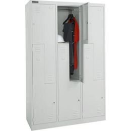Sch&auml;fer Shop Sch&auml;fer Shop Select Kleiderspind, 6 Abteile mit Hutboden & Kleiderstange sowie 6 F&auml;cher, Z-T&uuml;ren, Zylinderschloss, mit Sockel, B 1200 x T 450 x H 1850 mm, Stahl pulverbeschichtet, lichtgrau/lichtgrau