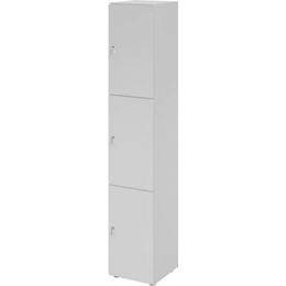 Schlie&szlig;fachschrank Topas Line, 6 Ordnerh&ouml;hen, 3 F&auml;cher, Zylinderschloss, B 400 x T 420 x H 2156 mm, grau/grau