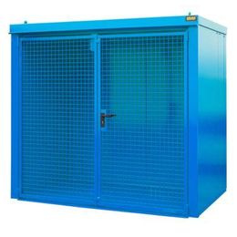 Gasflaschencontainer Bauer GFC-B M3, B 1570 x T 2425 x H 2265, f&uuml;r 45 Gasflaschen, feuerbest&auml;ndig, abschlie&szlig;bar, blau