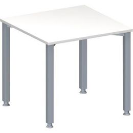 Sch&auml;fer Shop Sch&auml;fer Shop Genius Konferenztisch MODENA FLEX, Quadrat, 4-Fu&szlig; Quadratrohr, B 800 x T 800 x H 720-840 mm, wei&szlig;/wei&szlig;aluminium RAL 9006
