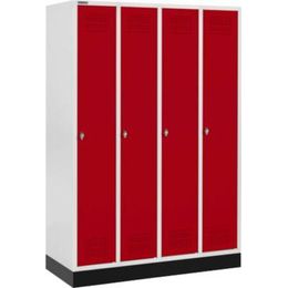 Sch&auml;fer Shop Sch&auml;fer Shop Genius Kleiderspind mit Sockel, 4 Abteile, Drehriegelverschluss, lichtgrau/rot