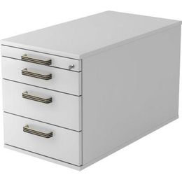 Rollcontainer TOPAS LINE, 3 Sch&uuml;be, 1 Utensilienauszug, abschlie&szlig;bar, lichtgrau/lichtgrau, T 800 mm