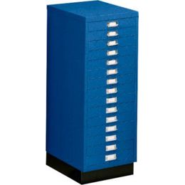 SSI Schubladenschrank DIN A3, 15 Sch&uuml;be, 940 mm hoch, enzianblau