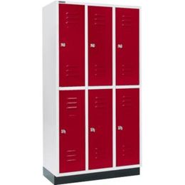 Sch&auml;fer Shop Sch&auml;fer Shop Select Kleiderspind, mit 3 x 2 Abteilen, 300 mm, mit Sockel, Zylinderschloss, T&uuml;r rubinrot