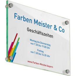 moedel T&uuml;rschild GALERIE, DIN A3, Edelstahl und ESG-Glas, 4 Abstandhalter, Schraubmontage, B 297 x H 420 mm, transparent