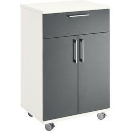 Mobiler Catering-Schrank mit Fl&uuml;gelt&uuml;ren, B 650 x T 480 x H 1000 mm, wei&szlig;/graphit