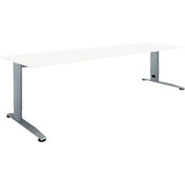Schäfer Shop Schäfer Shop Select Schreibtisch LOGIN, manuell höheneinstellbar, C-Fuß, B 1800 x T 800 x H 660-820 mm, weiß/basaltgrau
