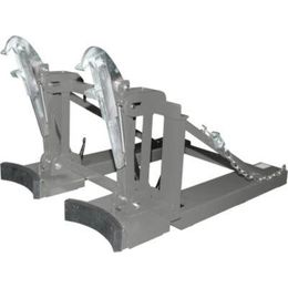 Bauer Fasslifter RS-II/D 91, f&uuml;r Stapler, 2 x 110 bis 200-l-Deckelf&auml;sser, L 1285 x B 940 x H 810 mm, bis 1600 kg, Stahl, Mausgrau