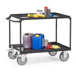 Fetra Tischwagen &bdquo;Grey Edition&ldquo;, Stahl, anthrazitgrau, mit Wannen, 2 Etagen, L 1021 x B 500 x H 870 mm, bis 400 kg