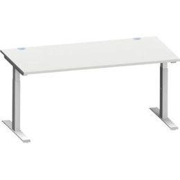 Sch&auml;fer Shop Sch&auml;fer Shop Genius Schreibtisch MODENA FLEX, Rechteck, T-Fu&szlig; Rechteckrohr, B 1600 x T 800 x H 650-850 mm, lichtgrau/wei&szlig;alu