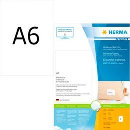 Herma Premium-Adressetiketten Nr. 8689, 105 x 148 mm, selbstklebend, permanenthaftend, bedruckbar, Papier, wei&szlig;, 800 St&uuml;ck auf 800 Blatt