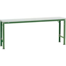 Manuflex Grundtisch UNIVERSAL Spezial, 2000 x 800 mm, Melamin lichtgrau, resedagr&uuml;n