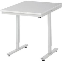 Rau ESD-Arbeitstisch Adlatus, elektrisch h&ouml;henverstellbar, 28 mm Spanplatte mit Melaminbelag, bis 150 kg, B 750 x T 1000 x H 720-1120 mm, lichtgRau
