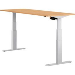 Sch&auml;fer Shop Sch&auml;fer Shop Select Schreibtisch ERGO-T, elektrisch h&ouml;henverstellbar, Rechteck, T-Fu&szlig;, B 1800 x T 800 x H 640-1300 mm, Buche-Dekor/wei&szlig;aluminium