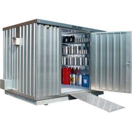Gefahrstoffcontainer ST 1000 SAFE Tank ECO, verzinkt, B 3050 x T 2170 x H 2300 mm, 1030 l, aktive Lagerung, tempor&auml;rer explosionsgesch&uuml;tzter L&uuml;fter