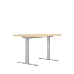 Schreibtisch ERGO DRIVE ED 470, elektrisch h&ouml;henverstellbar, Rechteck, T-Fu&szlig;, B 1200 x T 800 x H 692-1147 mm, Ahorn/wei&szlig;aluminium RAL 9006