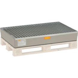 GFK-Paletten-Auffangwanne 150 CEMO, f&uuml;r Euro-Paletten, B 1200 x T x 800 x H 235 mm, mit Arretierungsnocken u. verzinktem Gitterrost