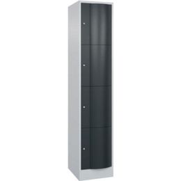 C+P Schlie&szlig;fachschrank Resisto, 1 Abteil, 4 F&auml;cher, B 396 x T 540 x H 1950 mm, Lichtgrau/Anthrazitgrau
