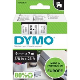 Dymo&reg; Schriftbandkassette D1 40910, 9 mm, transparent/schwarz