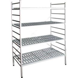 Aluminium-Steckregal, Grundfeld, mit 4 Kunststoff-Rost-Fachb&ouml;den, H 1800 x B 1000 x T 600 mm