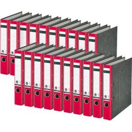 Ordner Leitz&reg;1050, DIN A4, R&uuml;ckenbreite 52 mm, Griffloch, geklebtes R&uuml;ckenschild, Hartpappe, 20 St&uuml;ck, rot