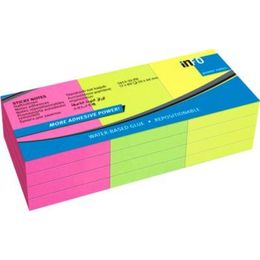 inFO Power Notes Haftnotizen, 50 x 40 mm, 80 Blatt pro Block, 12 Bl&ouml;cke, 3 Farben