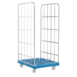 Rollbox, 2-seitig, Kunststoffbodenplatte, 724 x 815 x 1660 mm, blau (RAL 5012)