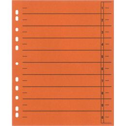 Sch&auml;fer Shop Sch&auml;fer Shop Select Trennbl&auml;tter, mit Taben, DIN A4- Format, Linienaufdruck, Universallochung, 100 St&uuml;ck, orange