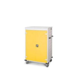 Laptopwagen mit Ladefunktion, 2-Punkt-Verriegelung, Feststellbremse, 20 F&auml;cher, B 920 x T 500 x H 1250, gelb