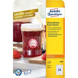 Avery Zweckform AVERY&reg; Zweckform Klebeetiketten, blanko, &Oslash; 40 mm, rund, f&uuml;r alle Drucker, wei&szlig;