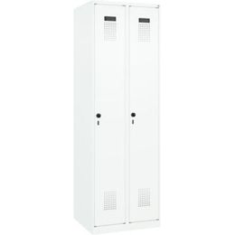 Kleiderspind C+P Evolo Plus, 2 Abteile, Anschlag rechts, Sicherheits-Drehriegel, Soft-Anschlag, B 600 x T 500 x H 1850 mm, verkehrswei&szlig;/verkehrswei&szlig;