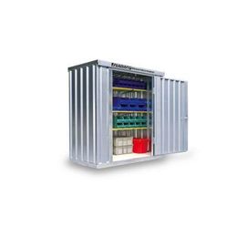 Materialcontainer MC 1100, verzinkt, montiert, mit Holzfu&szlig;boden