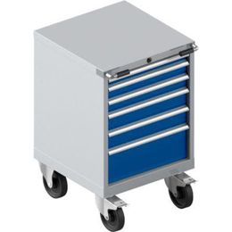 Sch&auml;fer Shop Schubladenschrank mit Rollen WSK 27-27, 6 Sch&uuml;be, bis 75 kg, B 564 x T 572 x H 870 mm, wei&szlig;aluminium/enzianblau